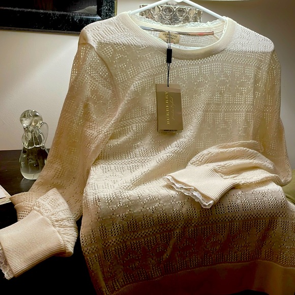 Burberry | Sweaters | Nwt Burberry Crew And 3d Lace Neck Sweater Large ...